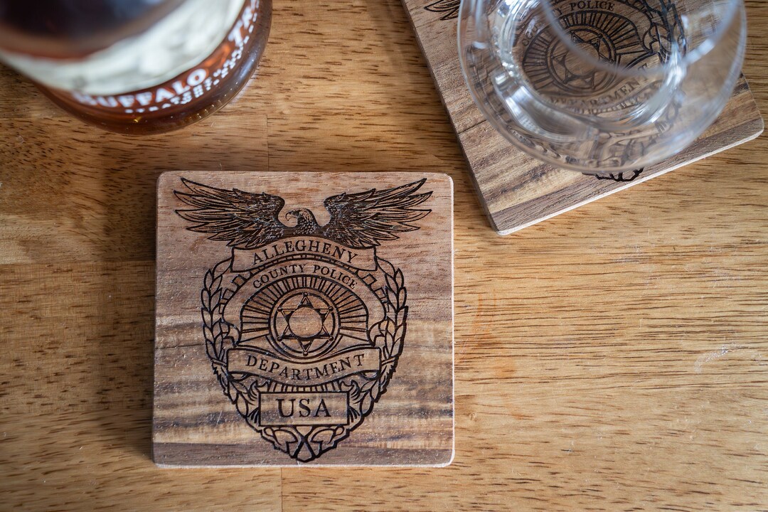 Police Department Set of 4 Coasters - Law Enforcement Loved One Gift ...