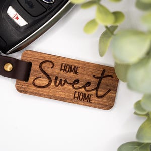 Home Sweet Home Engraved Wooden Keychain | Custom Personalized Keyring ...