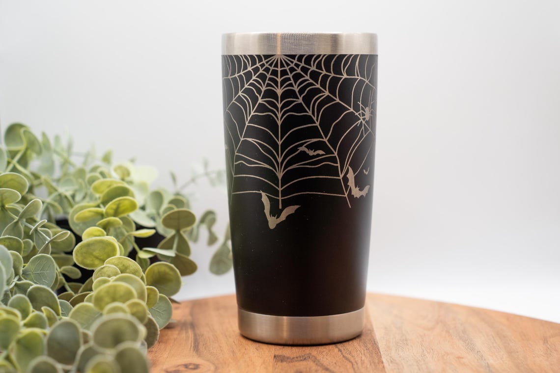 Halloween Spider Web Tumbler - Full Wrap 20 Oz Travel Mug With Laser ...
