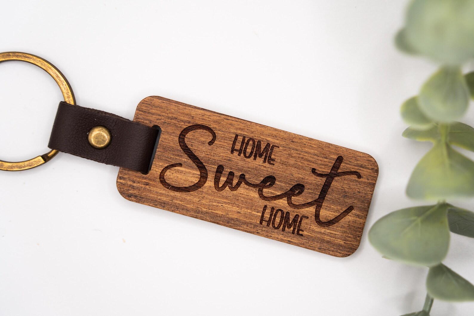 Home Sweet Home Engraved Wooden Keychain | Custom Personalized Keyring ...