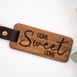 Home Sweet Home Engraved Wooden Keychain | Custom Personalized Keyring ...