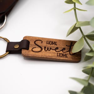 Home Sweet Home Engraved Wooden Keychain | Custom Personalized Keyring ...