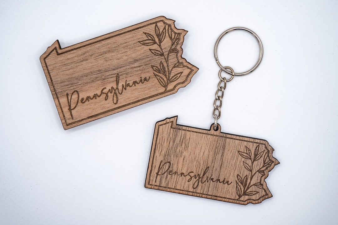 Wooden Pennsylvania Keychain and Magnets - Keystone State Souvenirs ...