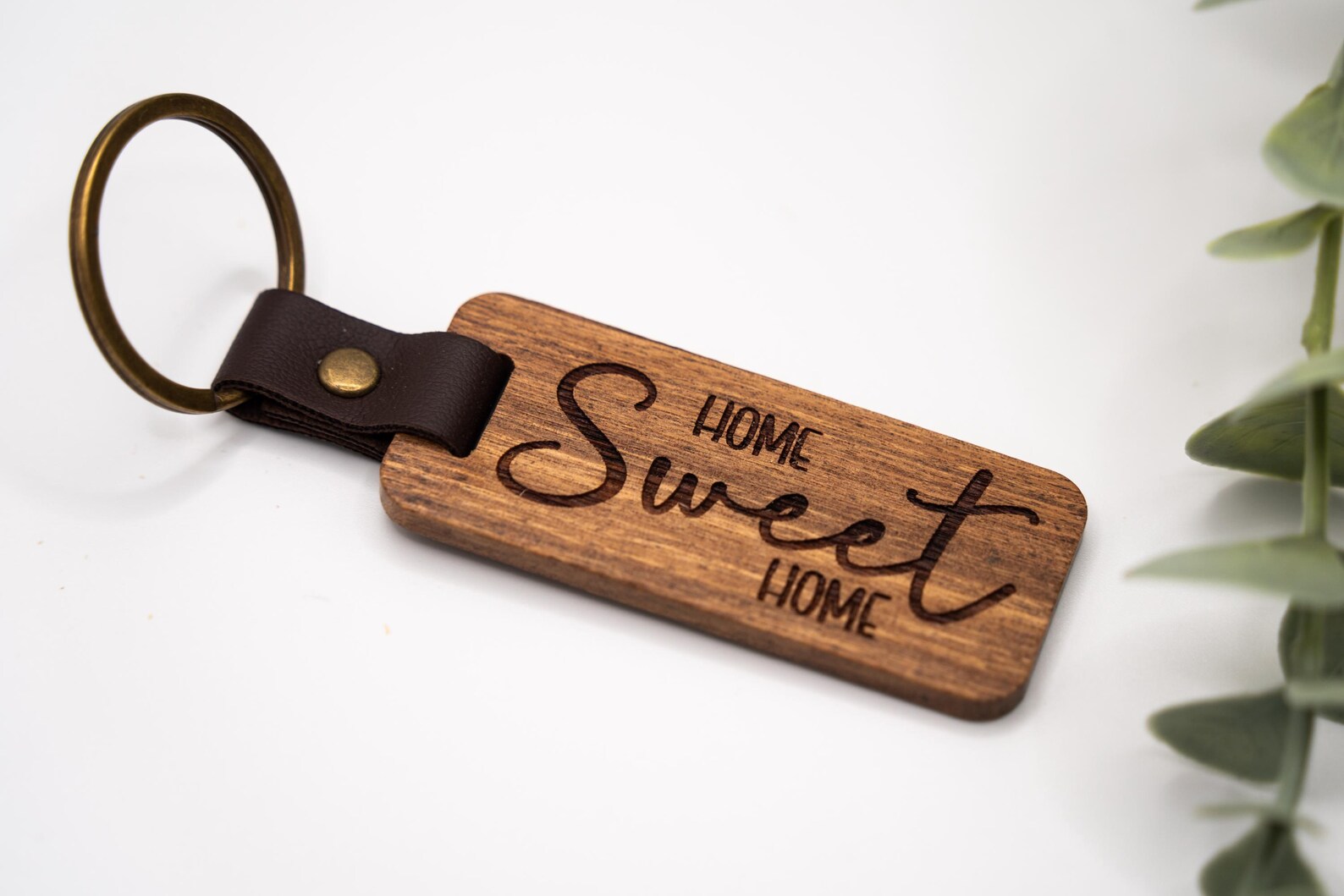 Home Sweet Home Engraved Wooden Keychain | Custom Personalized Keyring ...