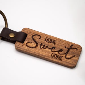 Home Sweet Home Engraved Wooden Keychain | Custom Personalized Keyring ...