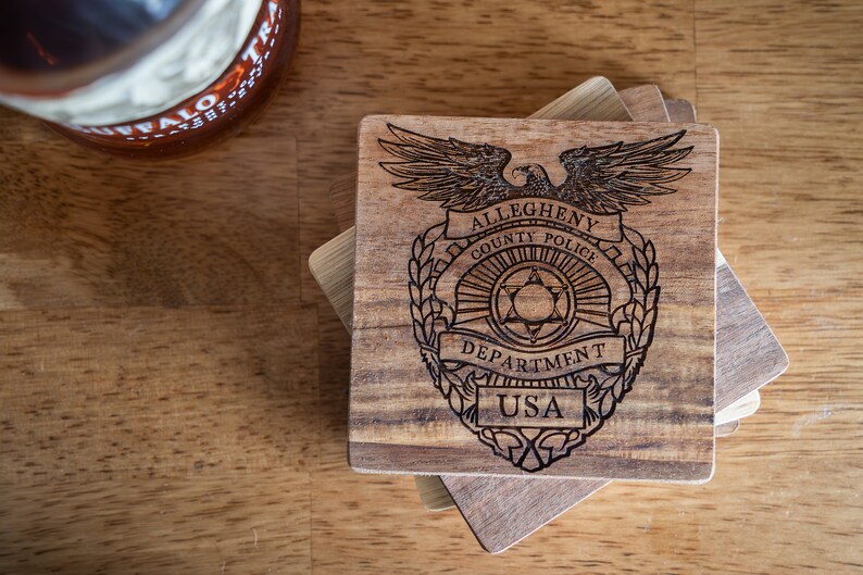 Police Department Set of 4 Coasters - Law Enforcement Loved One Gift ...