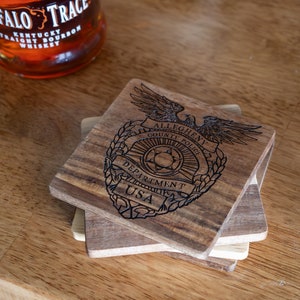 Police Department Set of 4 Coasters - Law Enforcement Loved One Gift ...