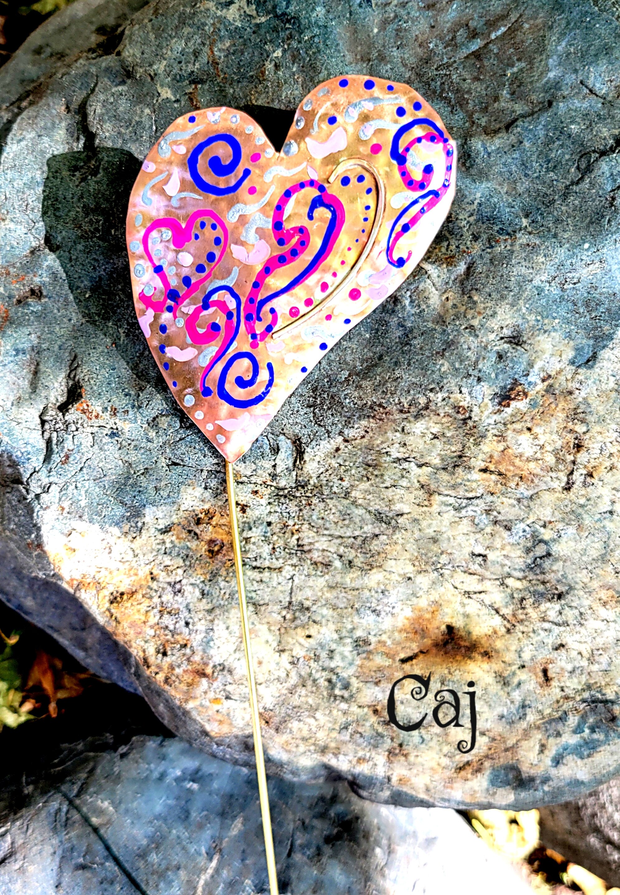Artisan Copper Heart Garden Stake - Etsy