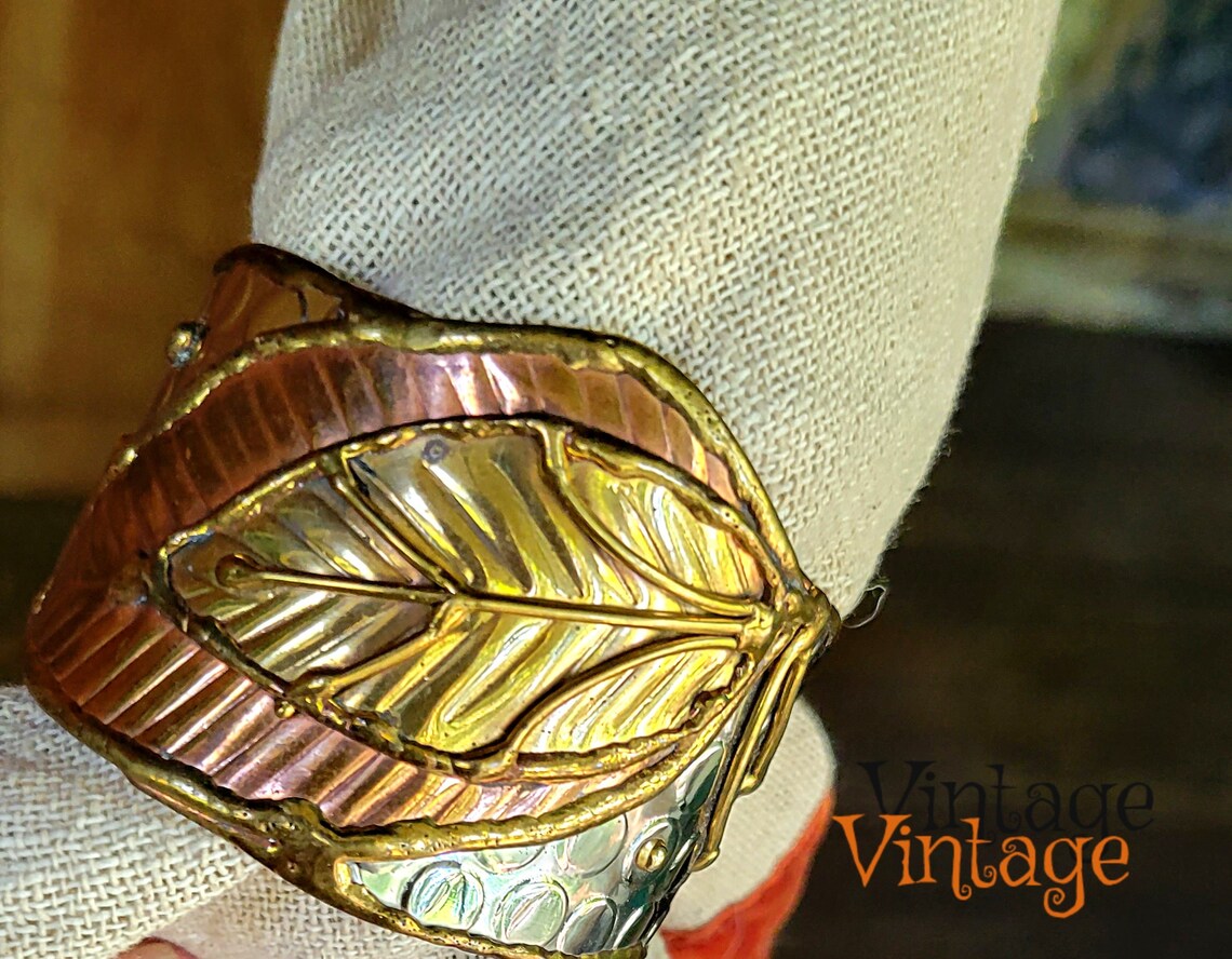Vintage Leaves Cuff Bracelet Copper & Brass - Etsy
