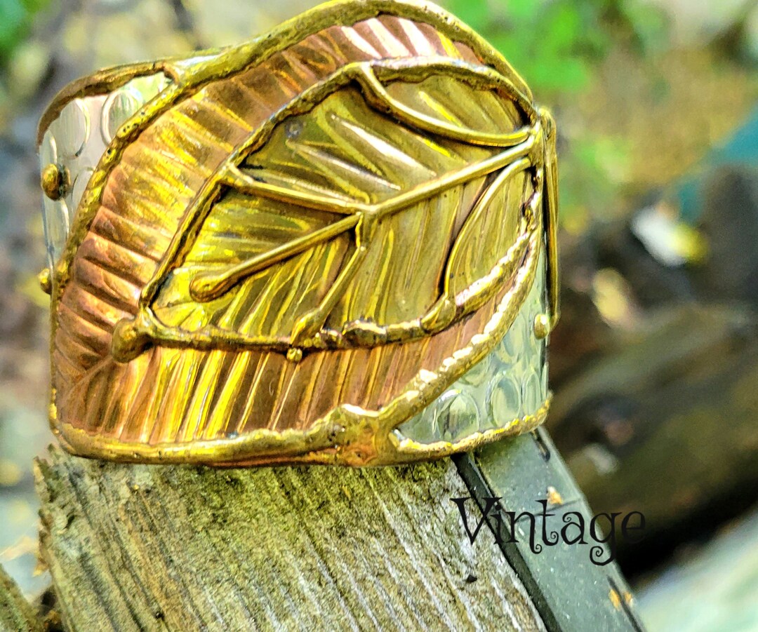 Vintage Leaves Cuff Bracelet Copper & Brass - Etsy