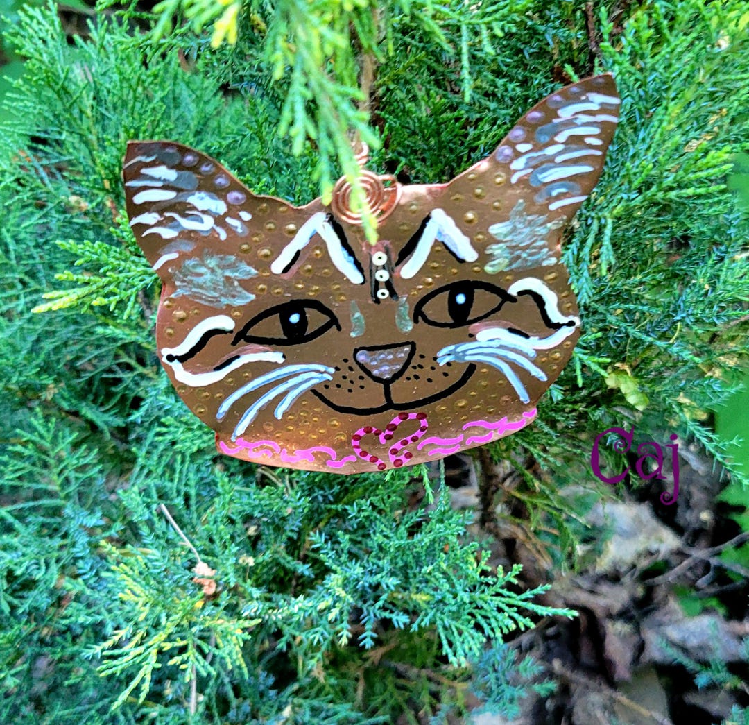 Artisan Copper Cat Ornament - Etsy