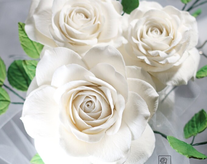 Rosalina White Fondant Roses - Etsy