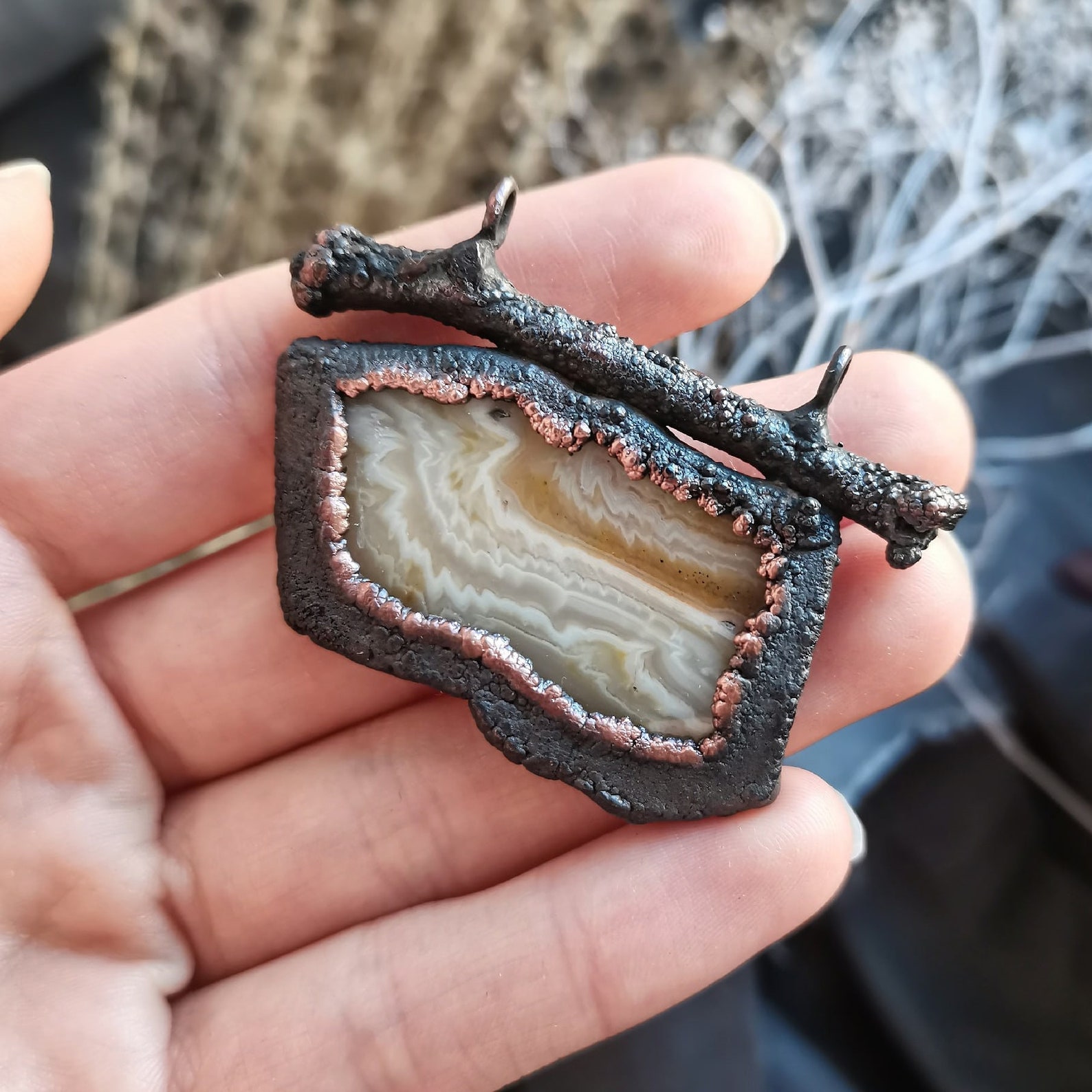 Agate Copper Pendant Agate Jewelry Copper Pendant Copper | Etsy