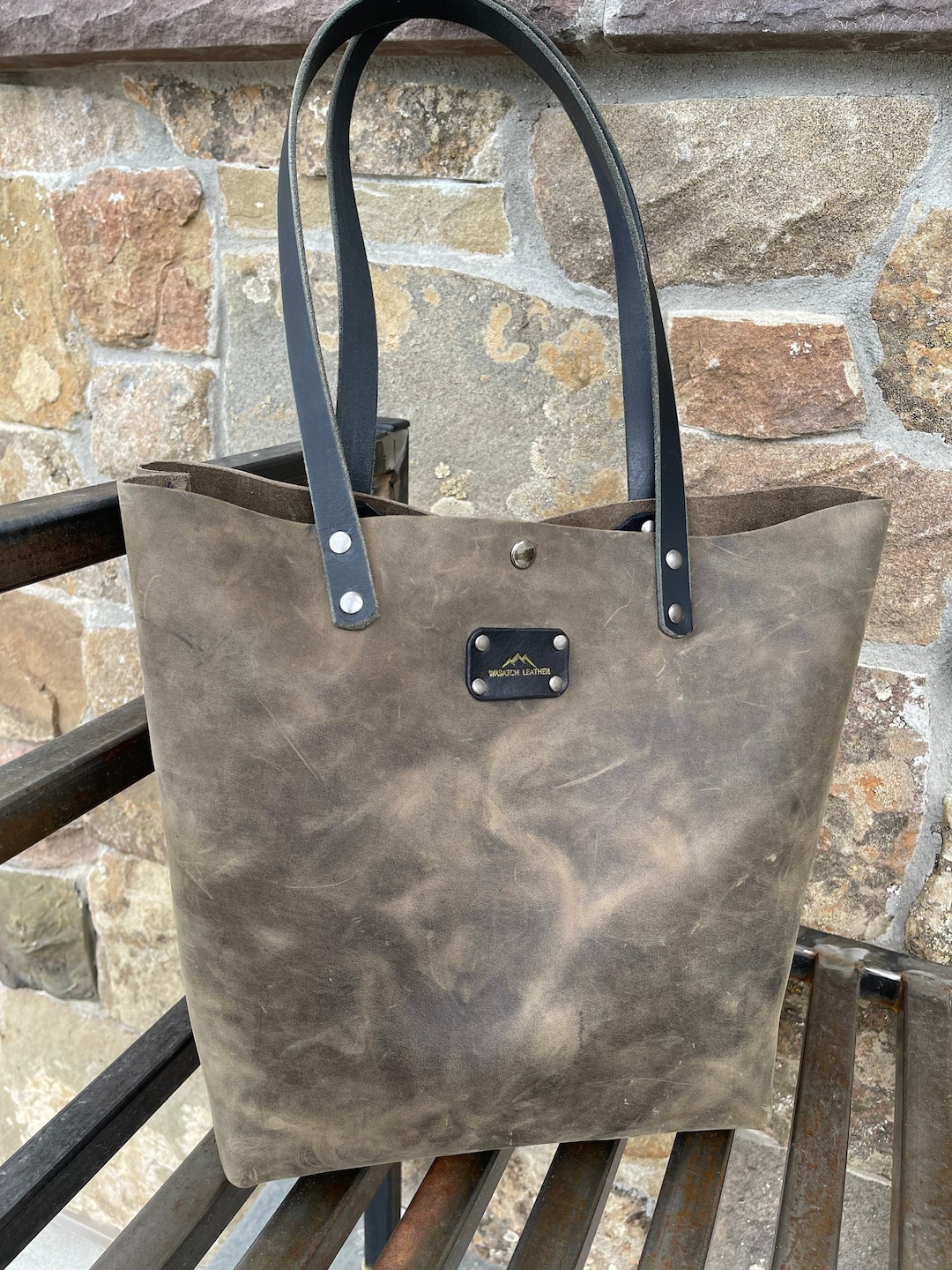 Stephanie Leather Tote in Sage - Etsy