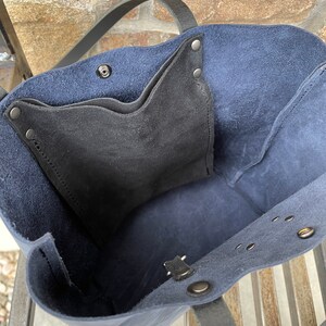 Stephanie Leather Tote in Blue - Etsy