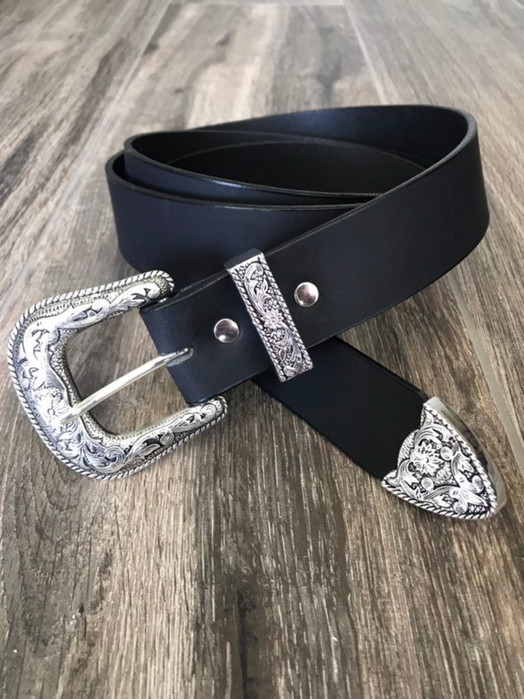 Bandana Slide Western Bandana Scarf Set - Black Paisley With Silver ...