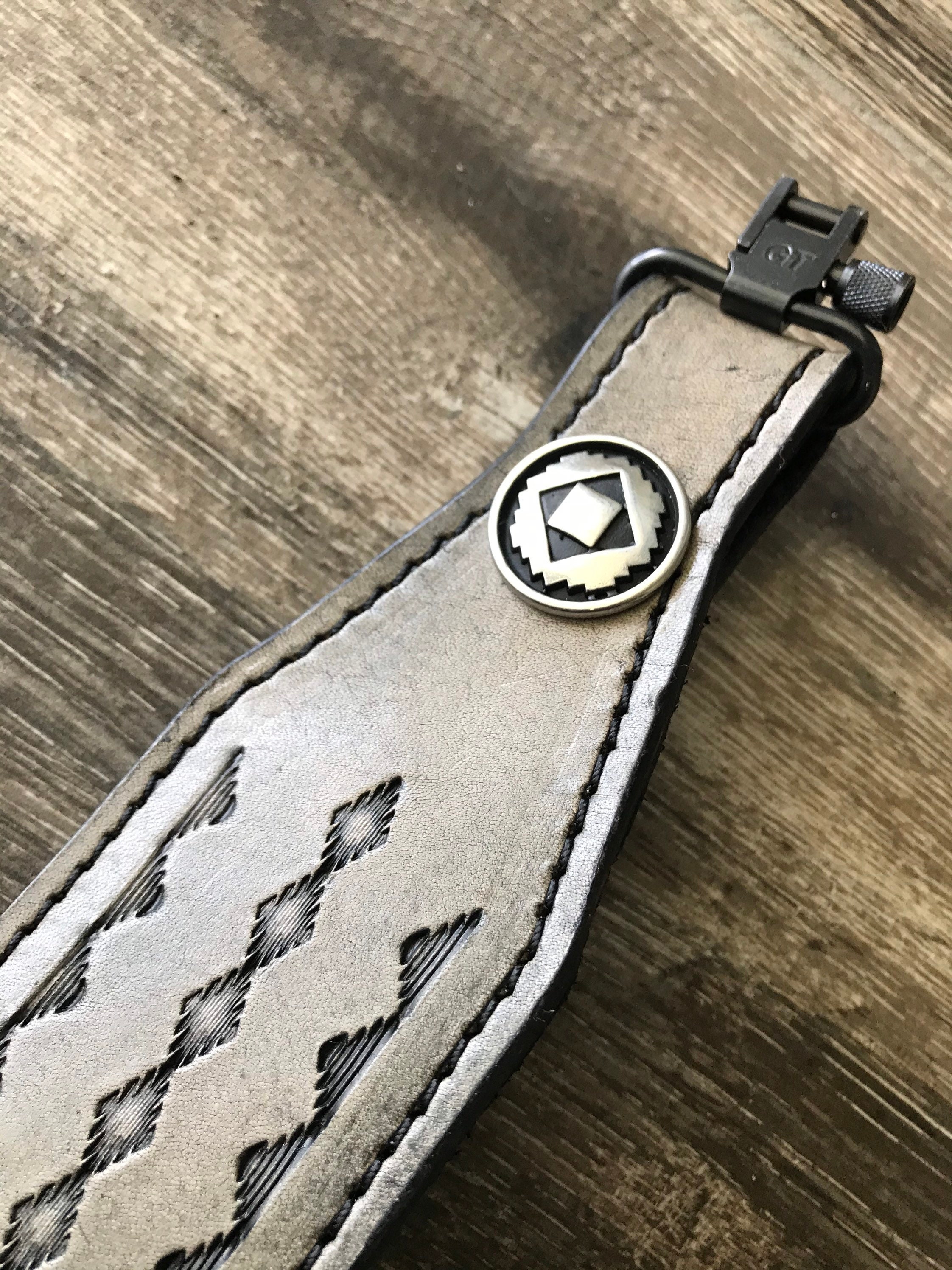 Hand-tooled Personalized Leather Rifle Sling, Finished in Antique Smoke ...