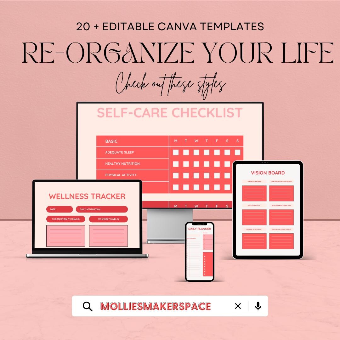 20+ Pink Editable Canva Templates: Planners, Schedules, Journals ...