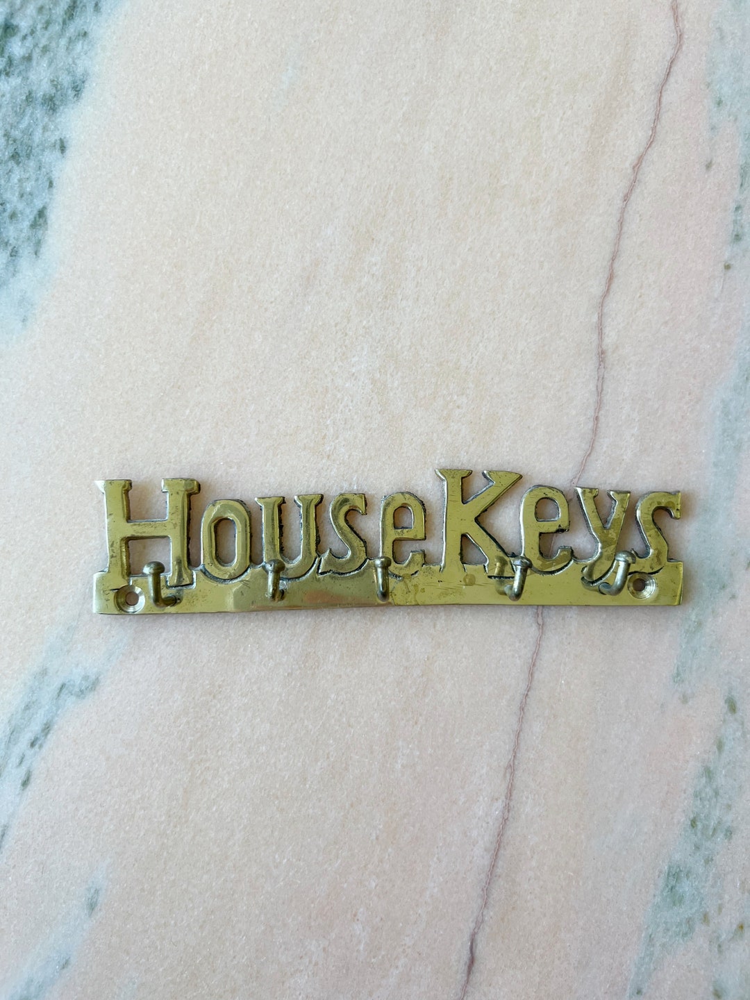 Vintage Brass House Keys Hooks Wall Fixtures Entranceway Decor ...