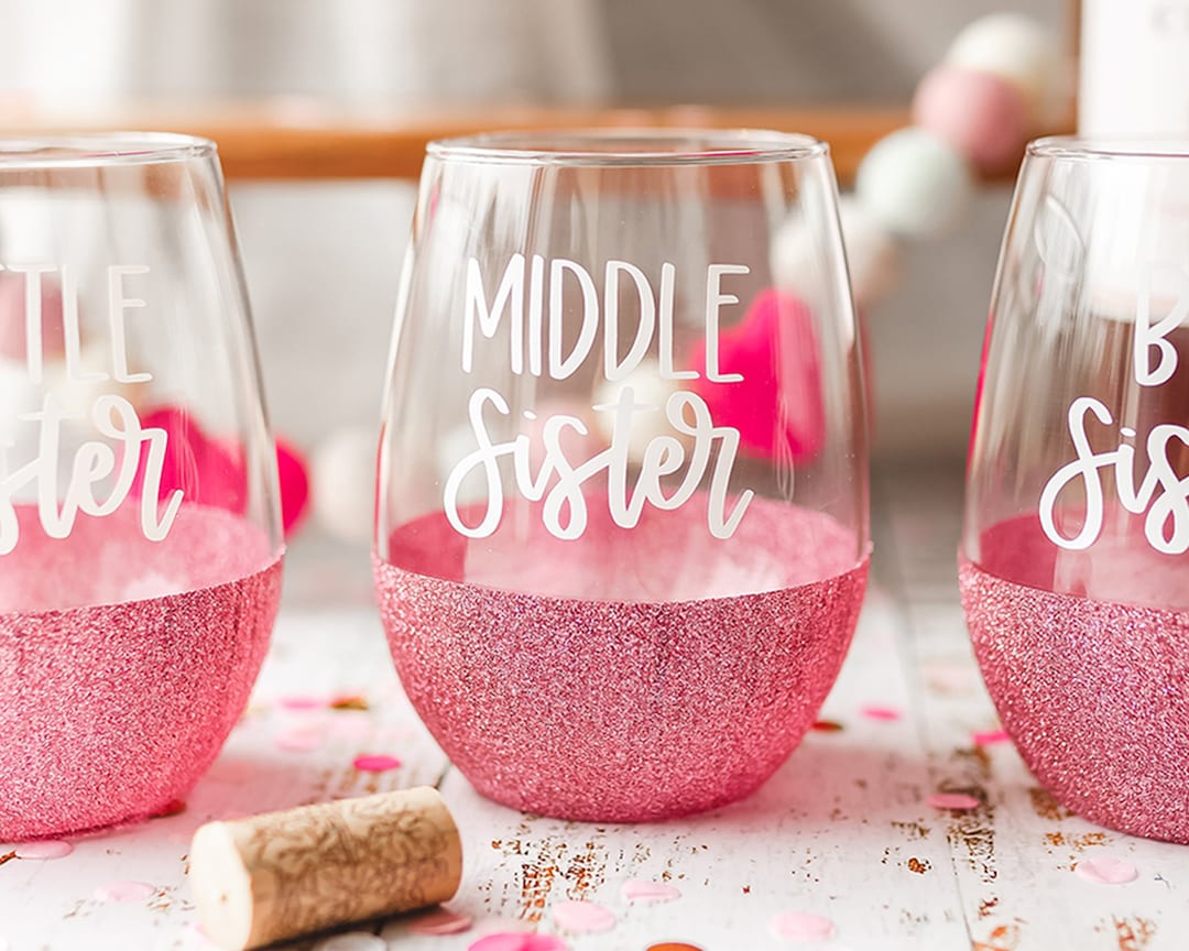 Sister Wine Glasses | Big Sister Glass | Middle Sister Glass | Little ...