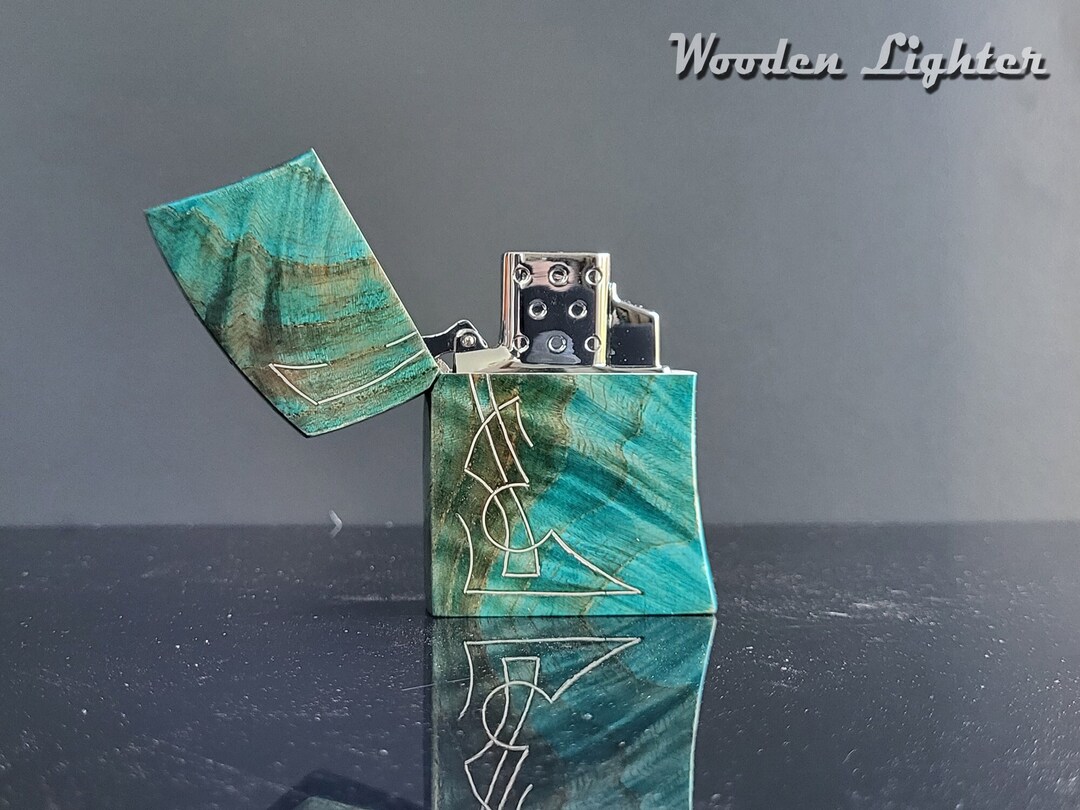 Zippo ™ Butane Insert .ash Wood Shell. Silver Inlay. Mahogany Gift Box ...