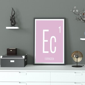 EC1 Farringdon Station Poster Pink. Art Print, EC1 Postcode, London ...