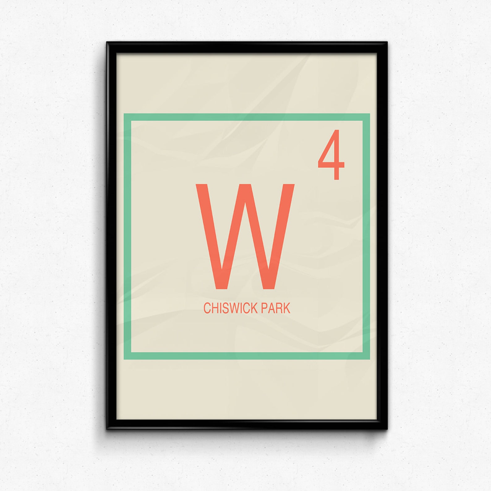 W4 Chiswick Park Art Print, Postcode Art Print, London W4 Postcode ...