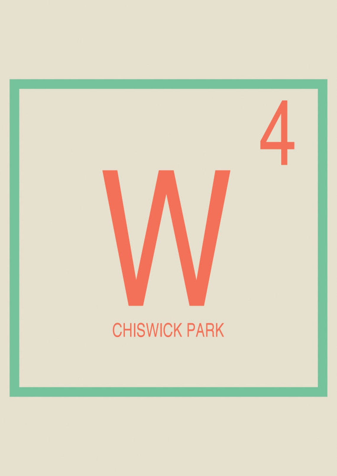W4 Chiswick Park Art Print, Postcode Art Print, London W4 Postcode ...