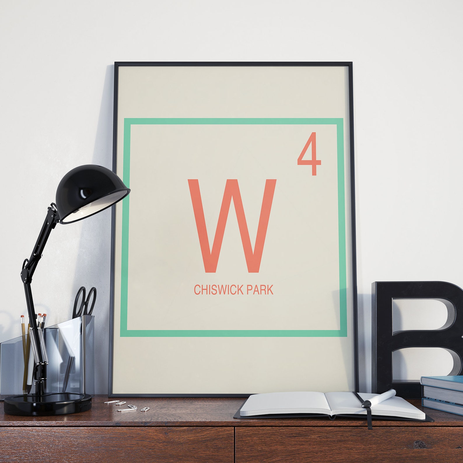 W4 Chiswick Park Art Print, Postcode Art Print, London W4 Postcode ...