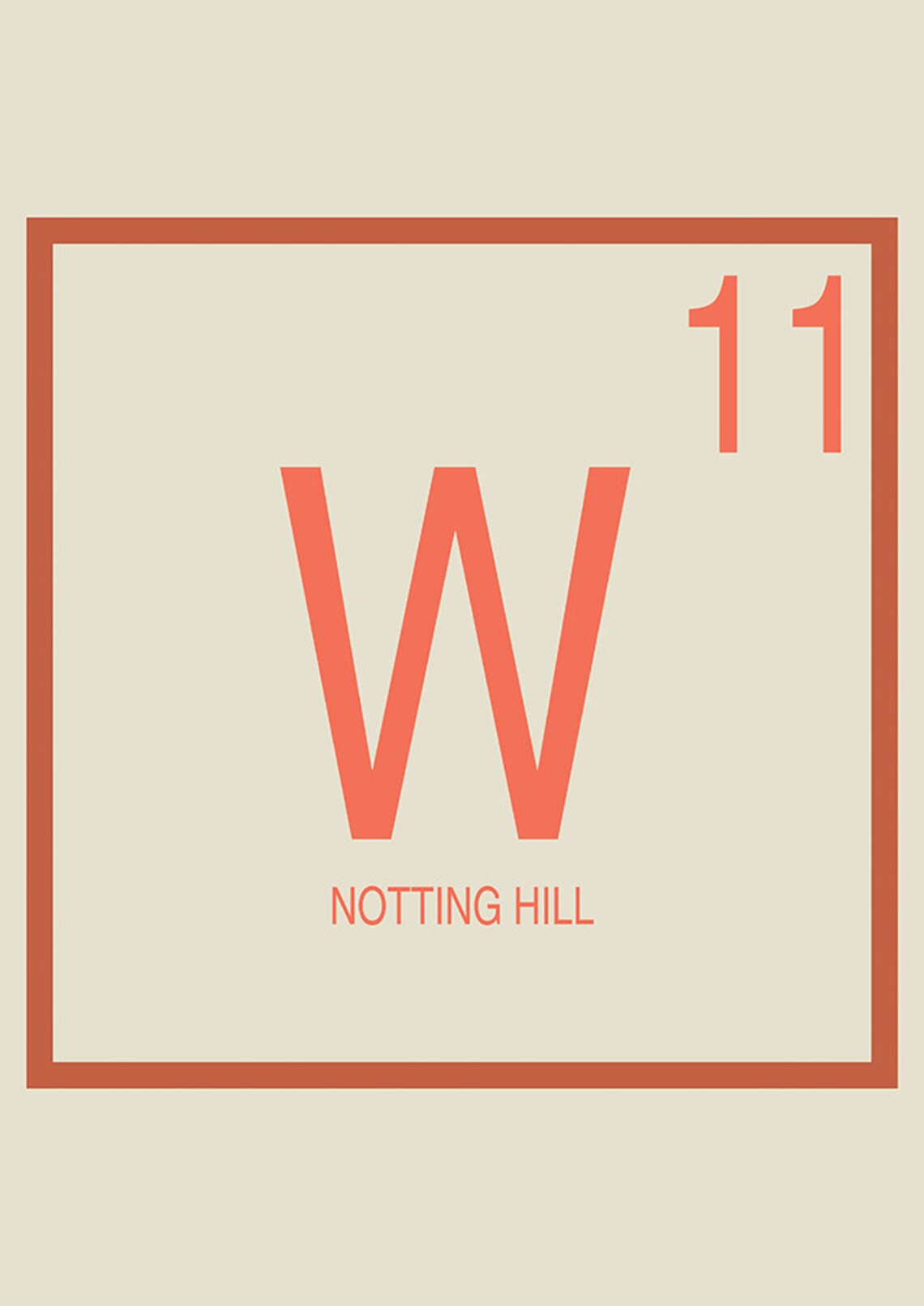 Notting Hill Art Print, W11 Postcode Art Print, London Print, London ...
