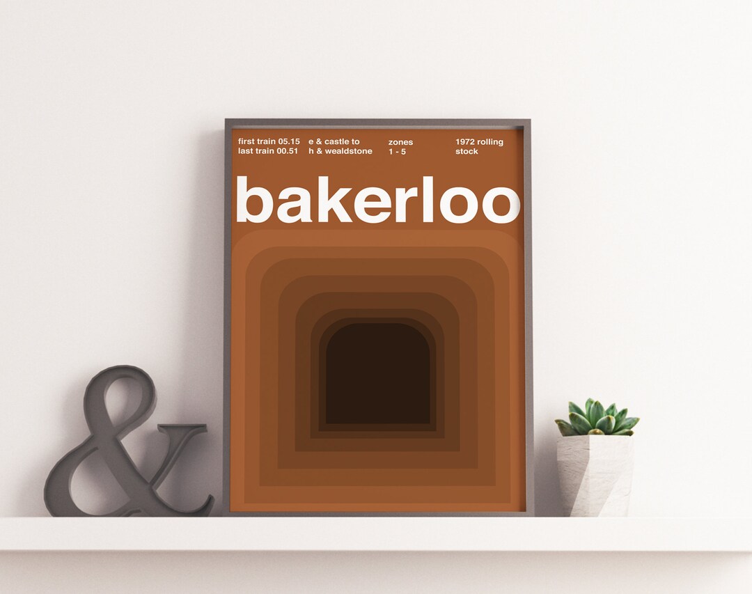 Bakerloo Line Art Print, London Underground Art Print, Typographic Art ...