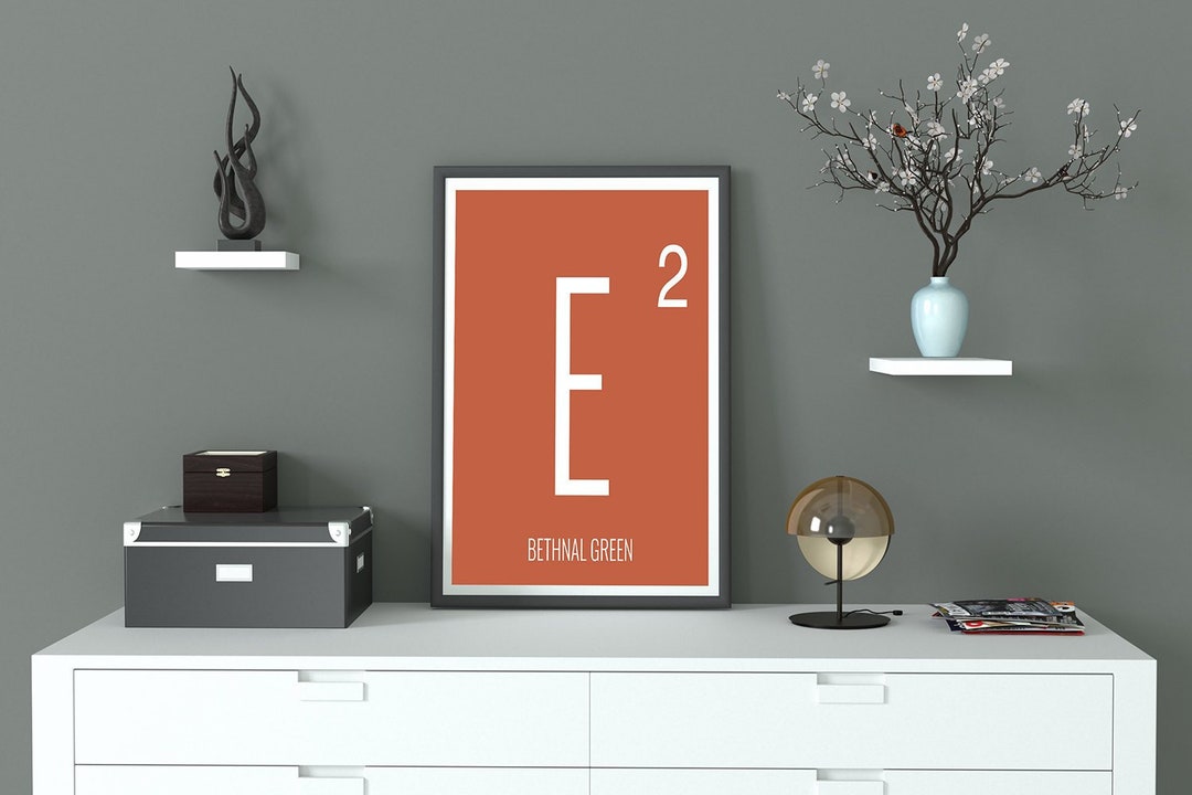 E2 Bethnal Green Station Poster Red. Art Print E2 Postcode - Etsy