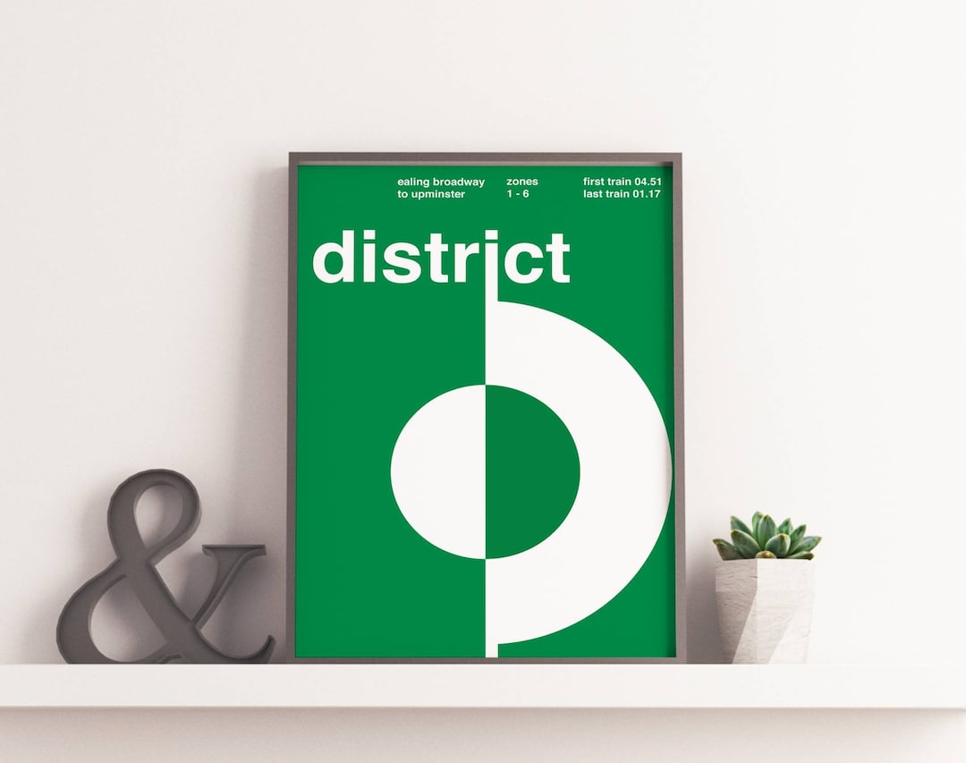 District Line Art Print Green, London Underground Art Print ...