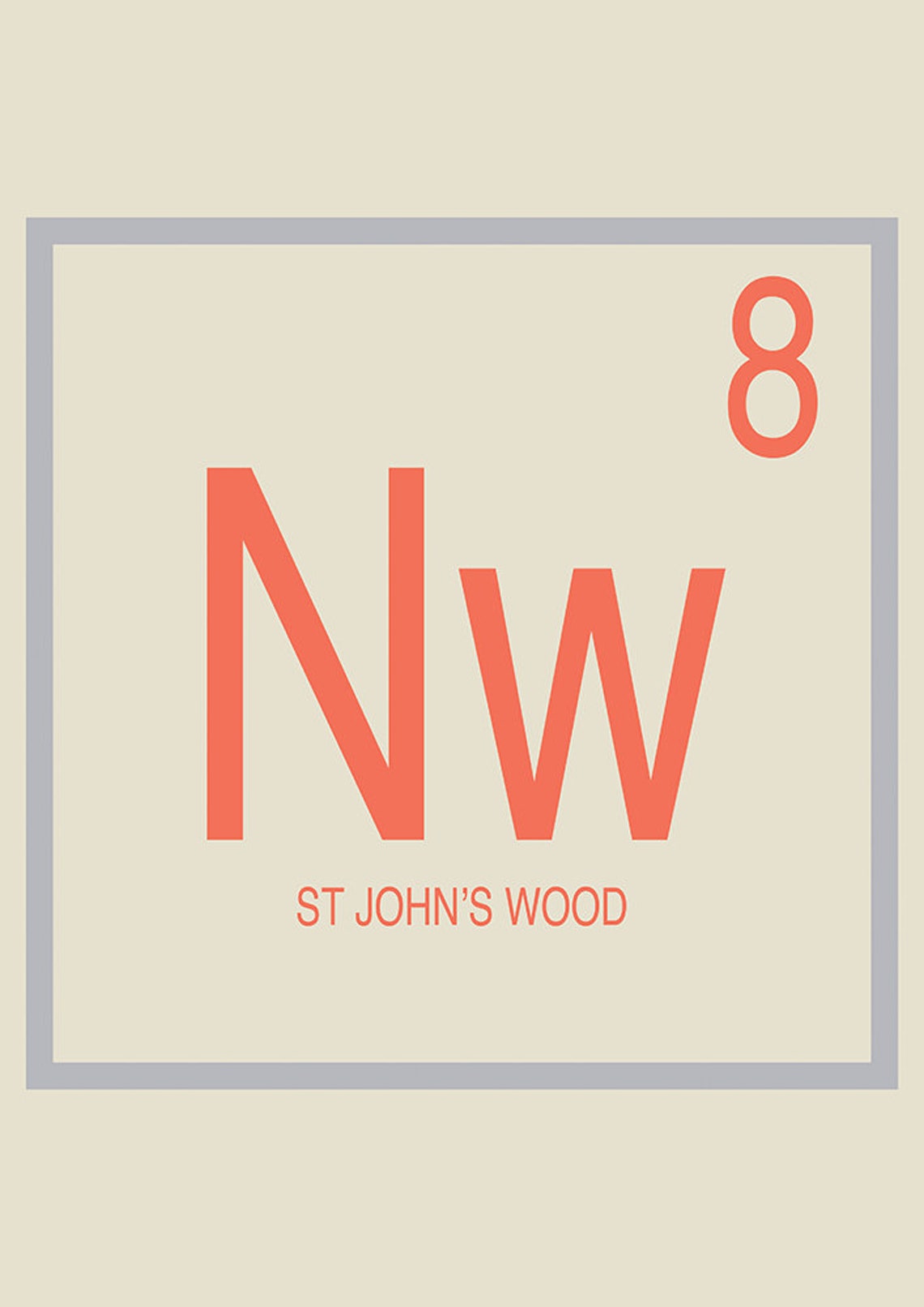 NW8 St John's Wood Art Print, Postcode Art Print, NW8 Postcode, Minimal ...
