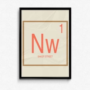 NW1 Baker Street Art Print, Postcode Art Print, NW1 Postcode, Minimal ...