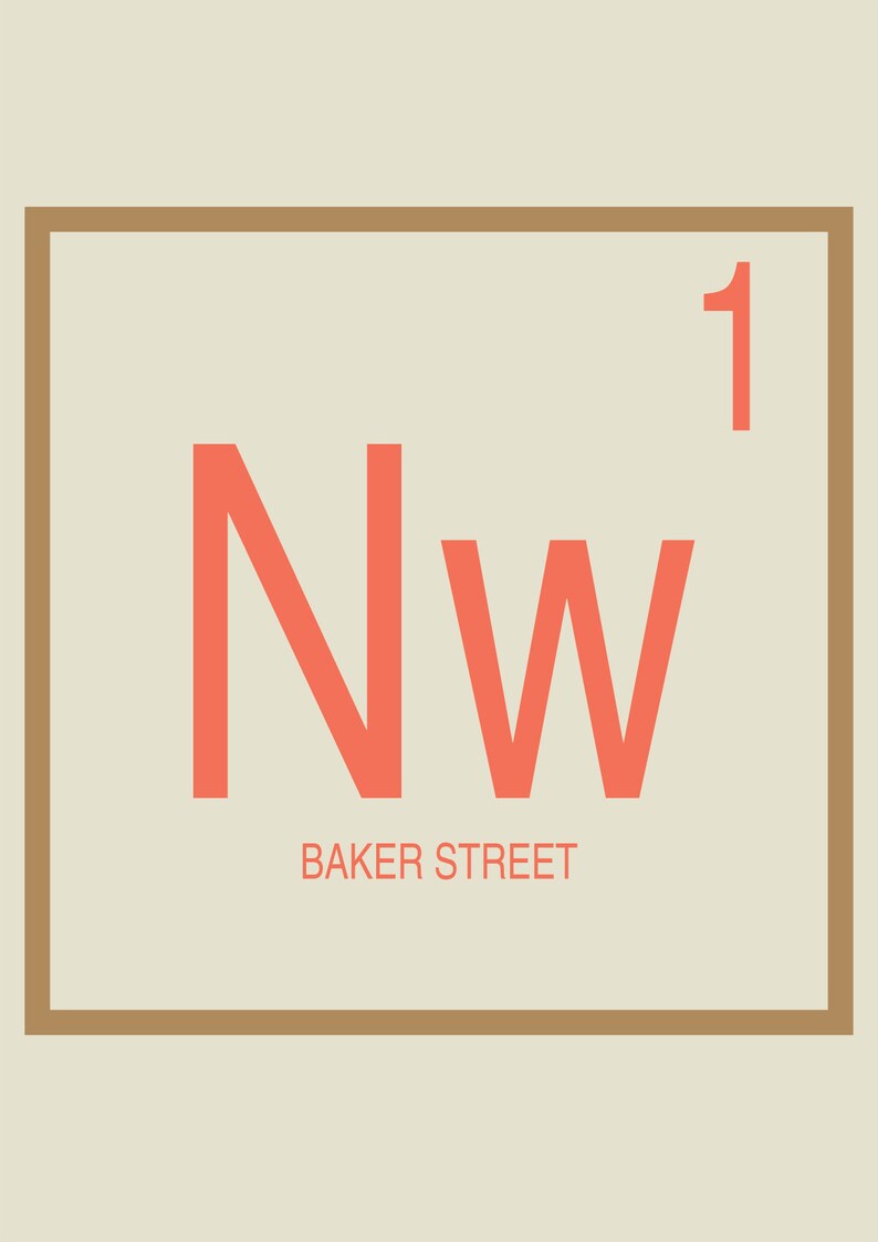 NW1 Baker Street Art Print, Postcode Art Print, NW1 Postcode, Minimal ...