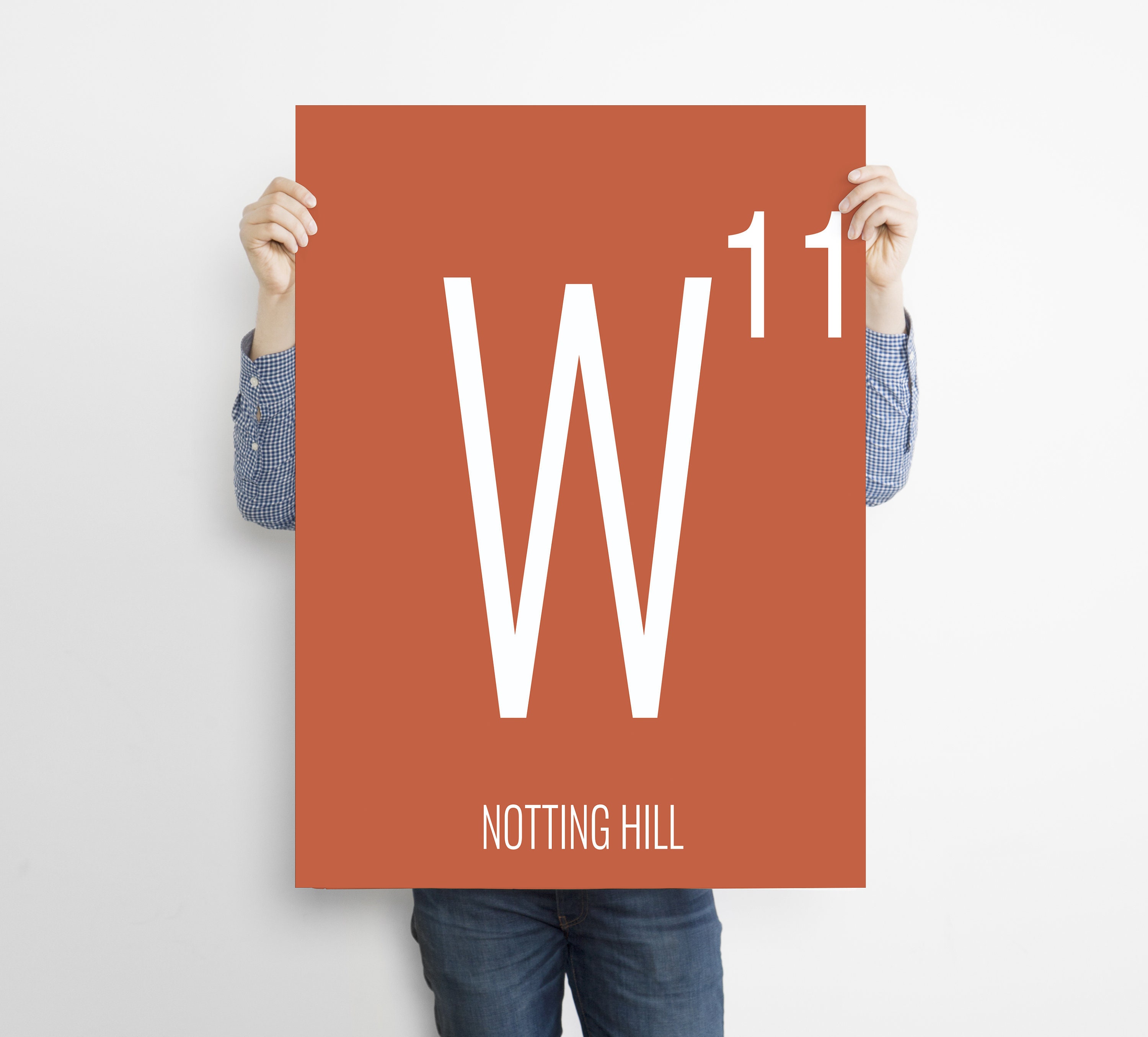W11 Notting Hill Art Print Red, Postcode Art Print, London W11 Postcode ...