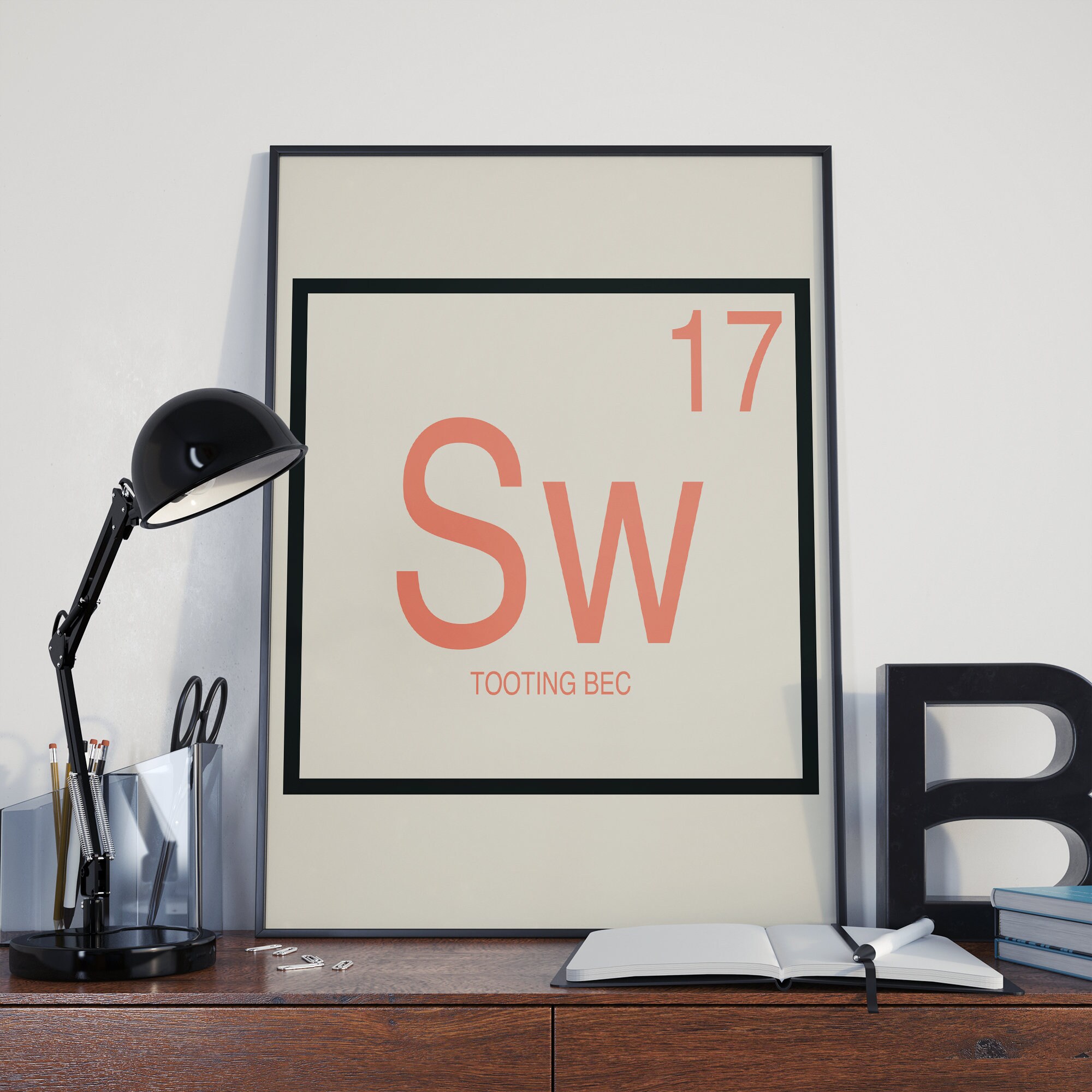 Tooting Bec Art Print, SW17 Postcode Art Print, London SW17 Postcode ...
