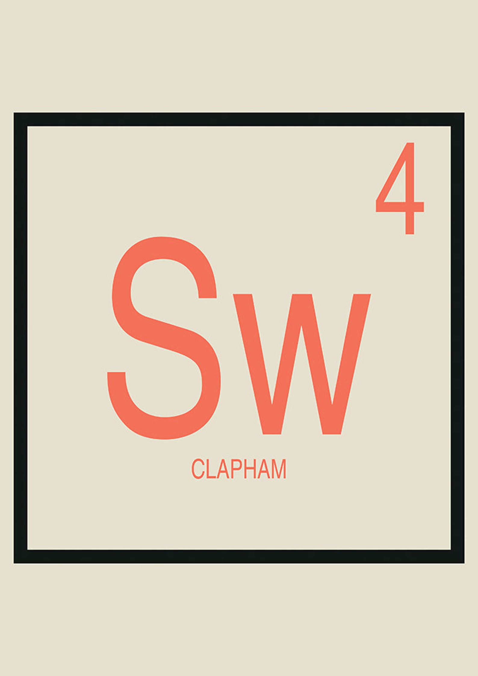 Clapham Print SW4 Postcode Art Print London SW4 Postcode - Etsy
