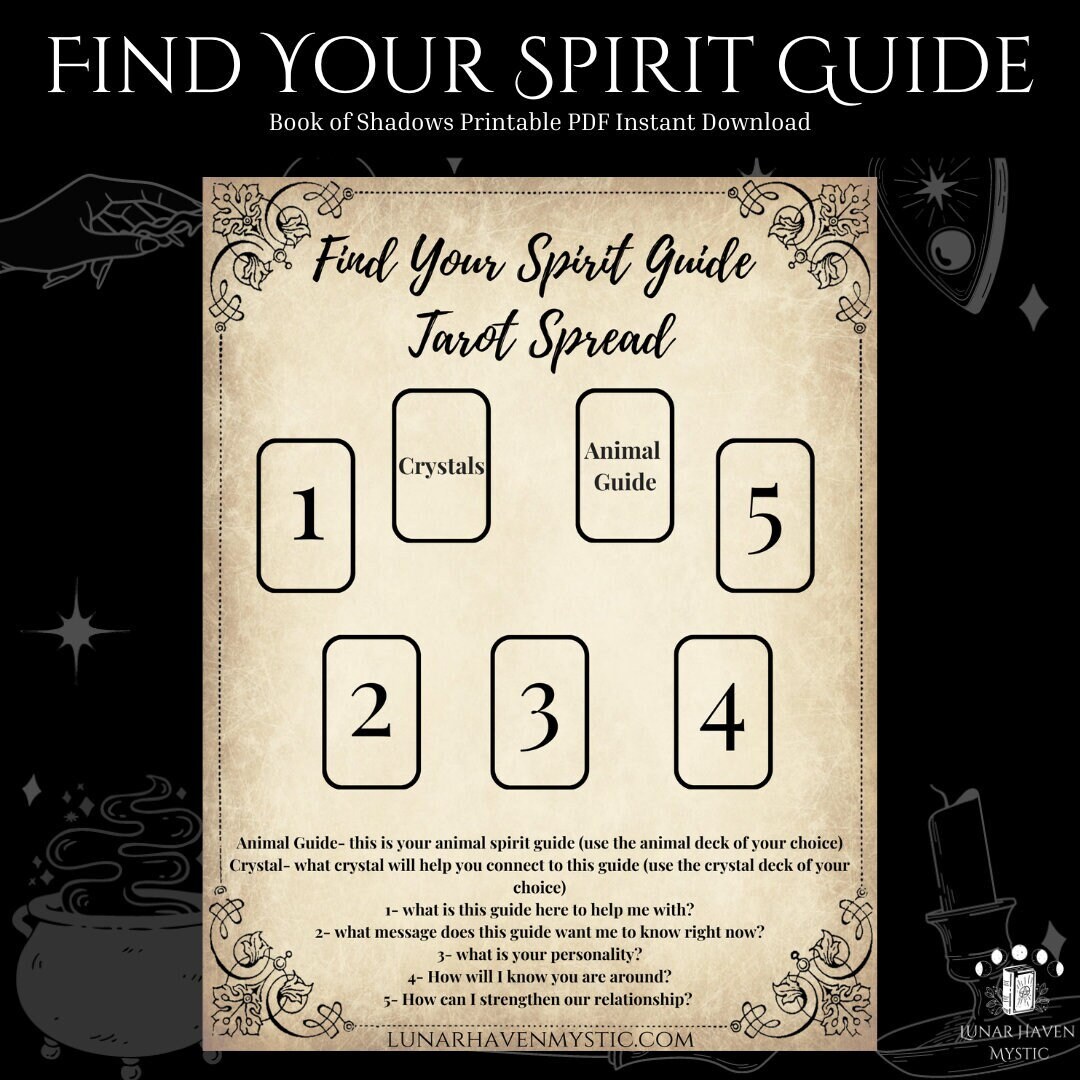Find Your Spirit Guide Tarot Spread Book Of Shadows Page Etsy