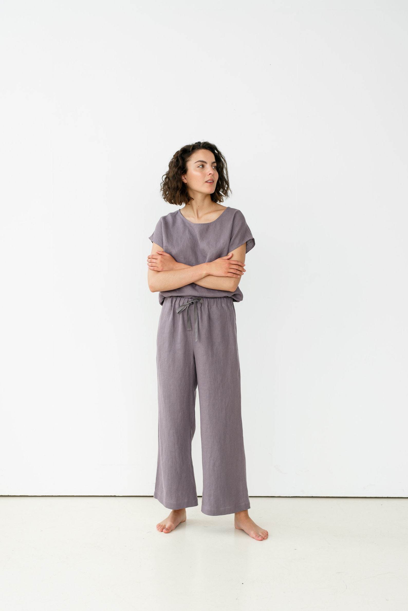 Wide Leg Pants Linen Linen Pyjamas Linen Sleepwear | Etsy