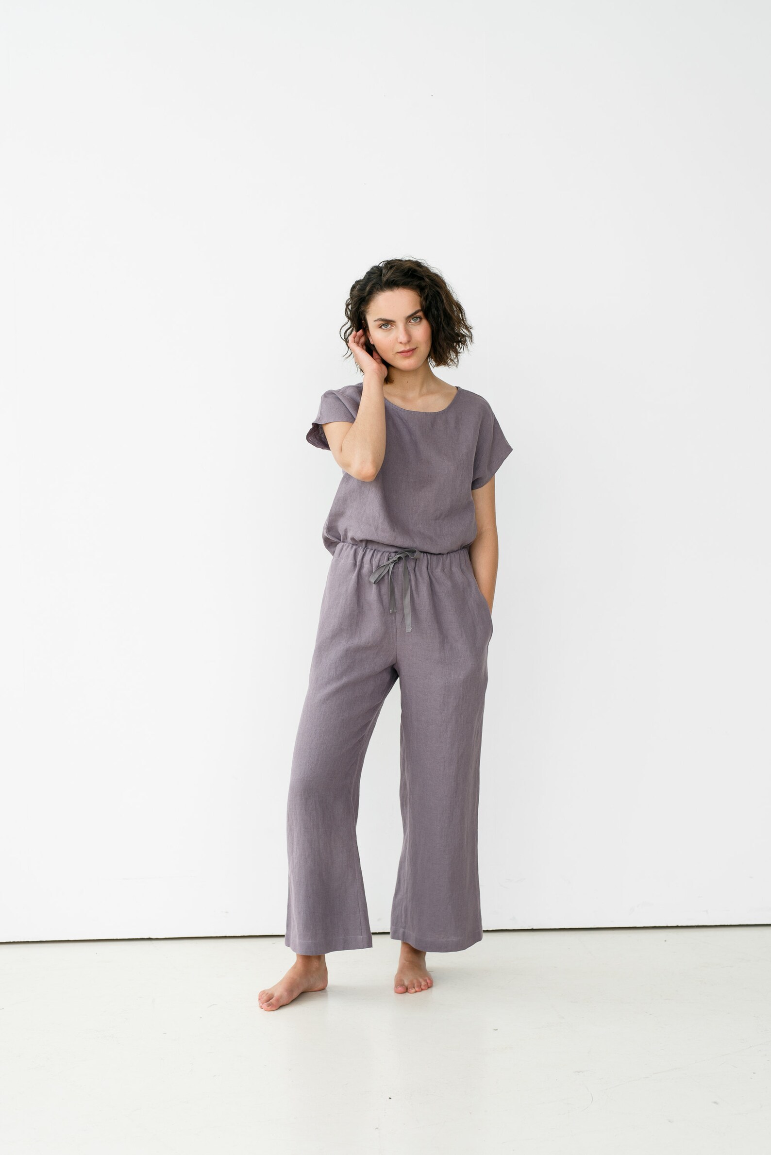 Wide Leg Pants Linen Linen Pyjamas Linen Sleepwear | Etsy