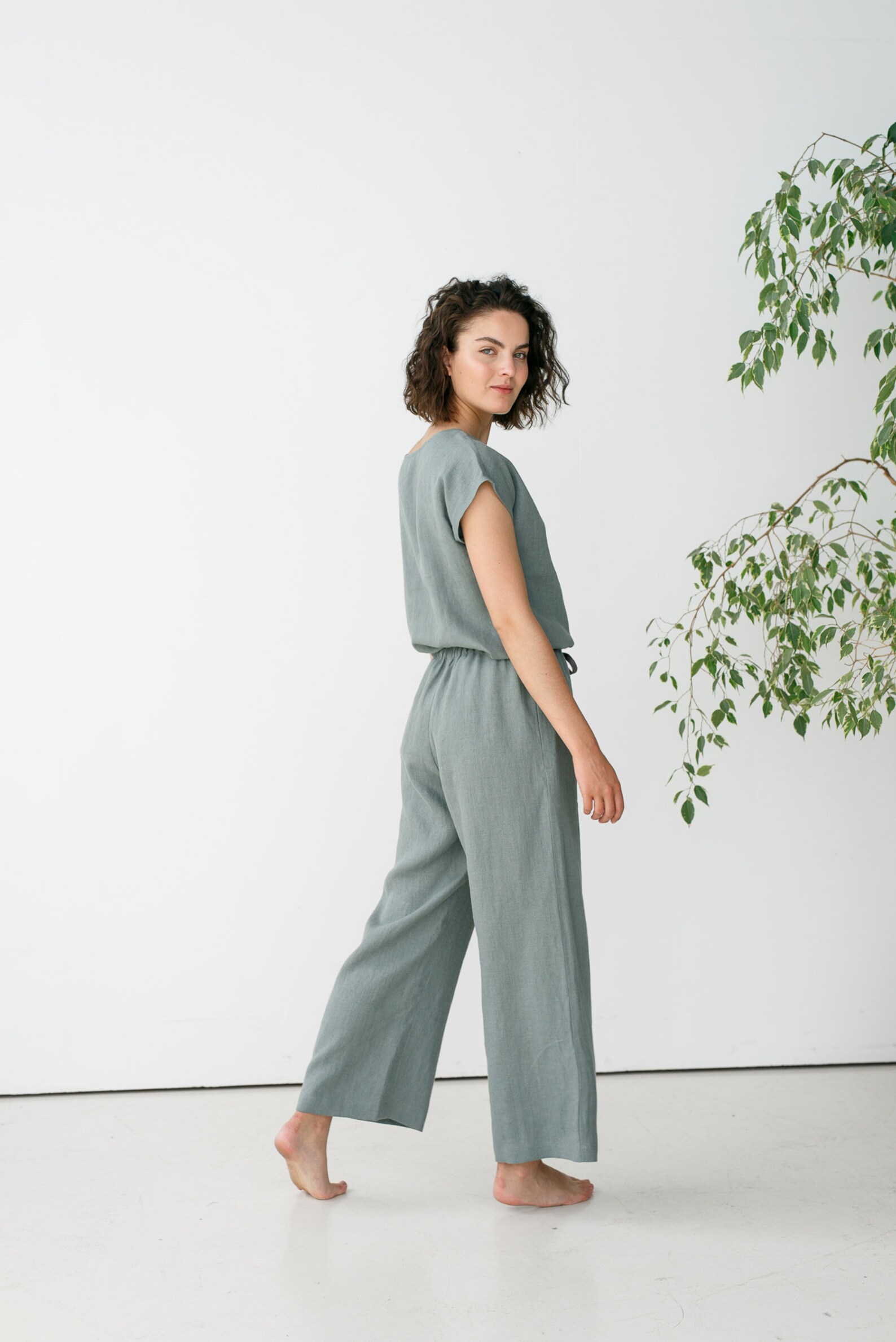 Wide Leg Pants Linen Linen Pyjamas Linen Sleepwear | Etsy