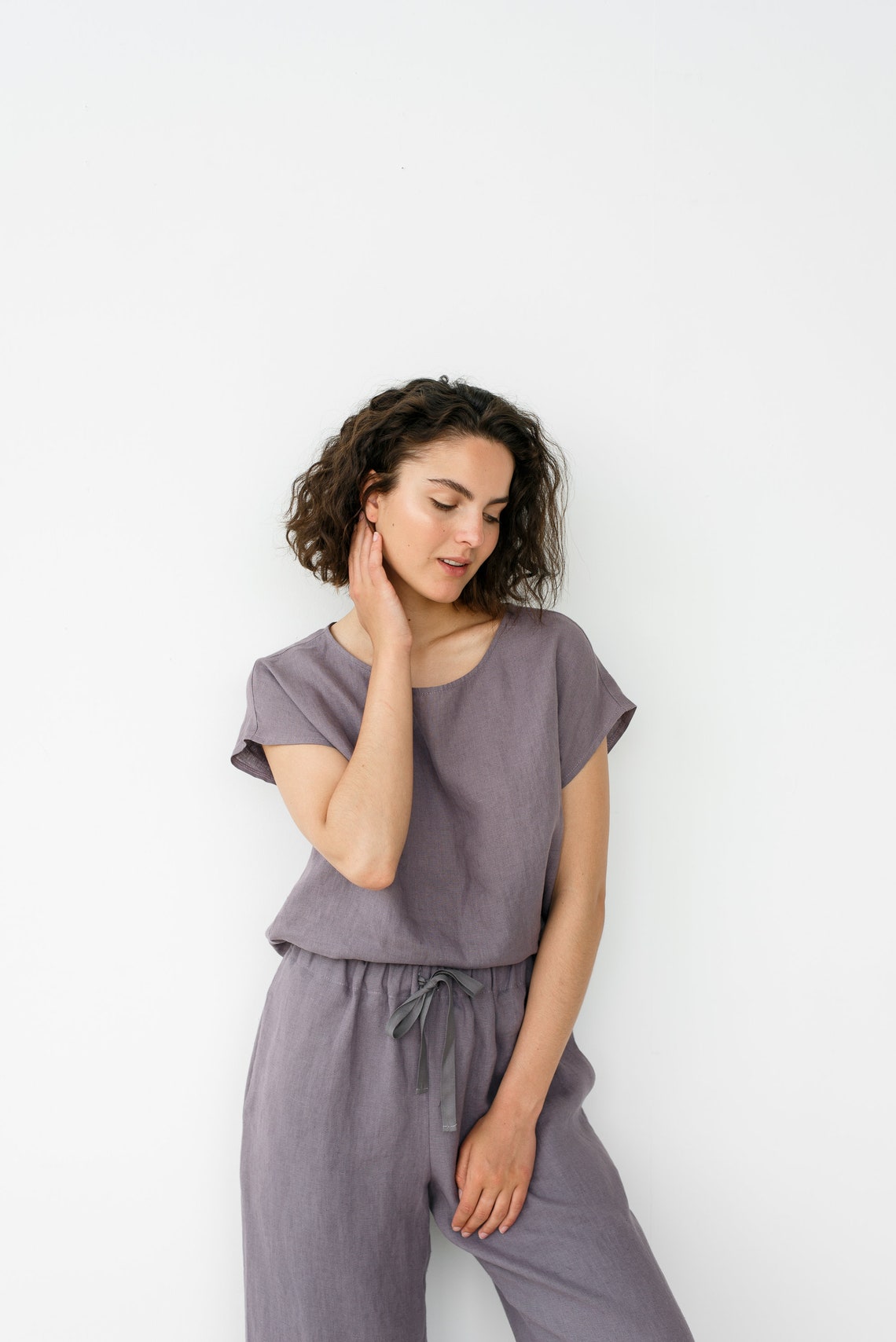 Wide Leg Pants Linen Linen Pyjamas Linen Sleepwear | Etsy