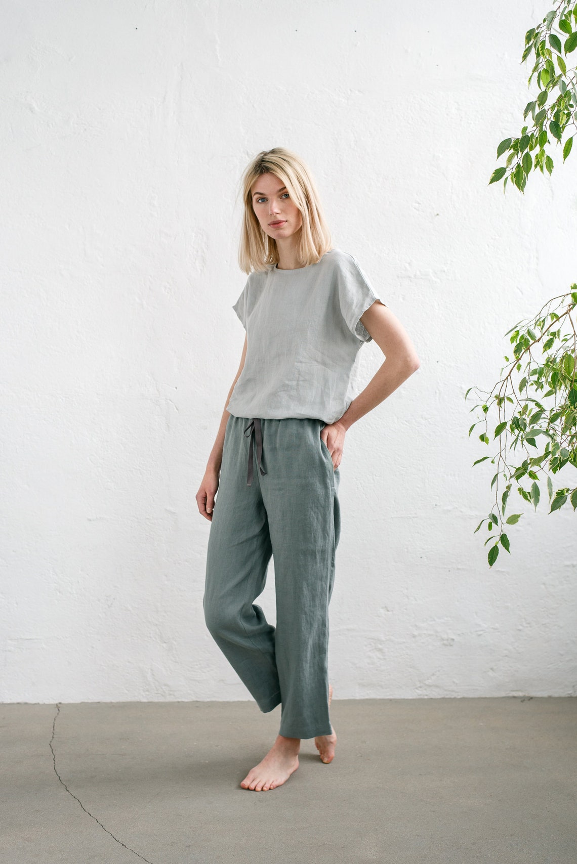 Linen Sleepwear Linen Pajama Set Linen Pajama Pants | Etsy