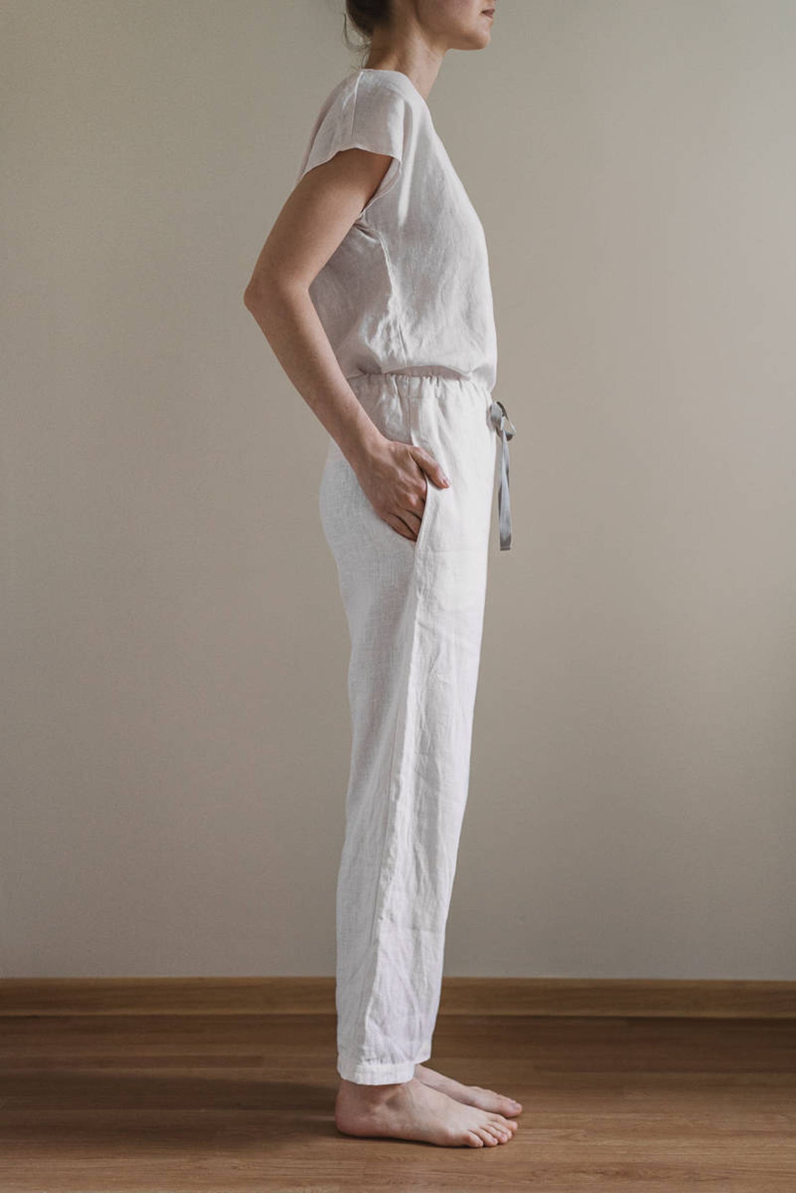 Linen Sleepwear White Pajama Set Summer Pajamas Pyjamas - Etsy UK