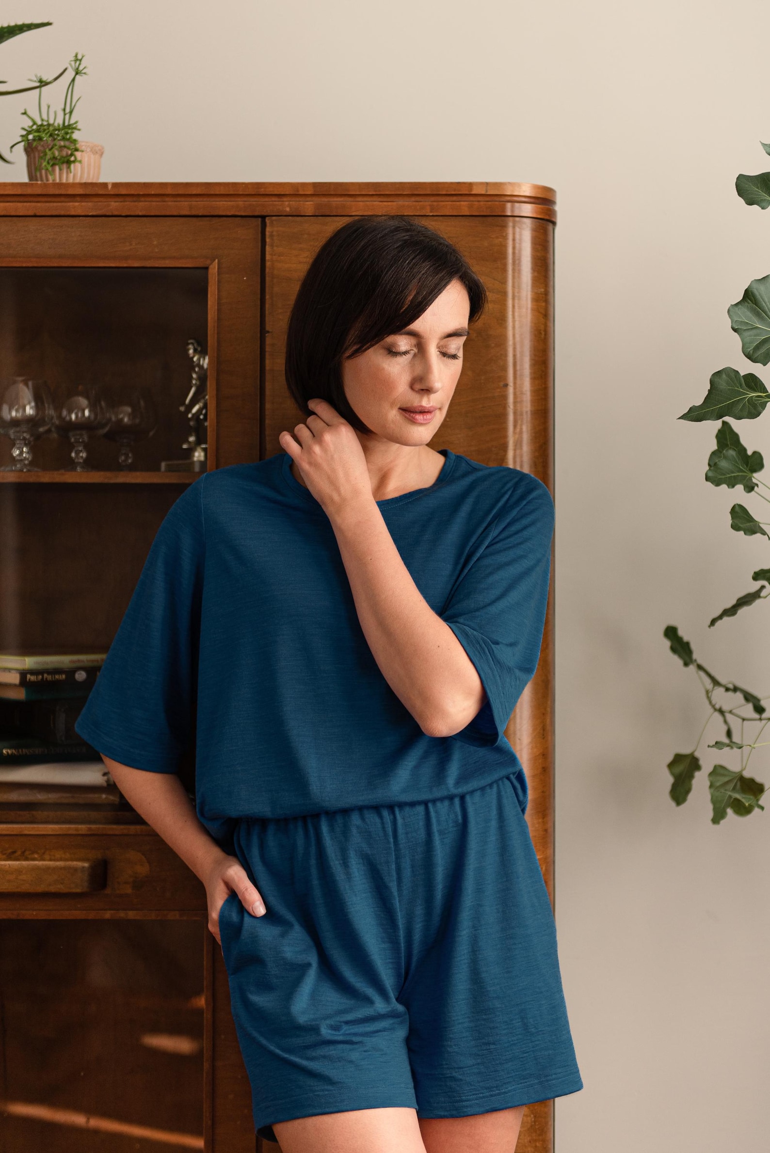 Merino Wool Pajamas for Women - Wool Pyjamas - Short Pajama Set - Blue ...