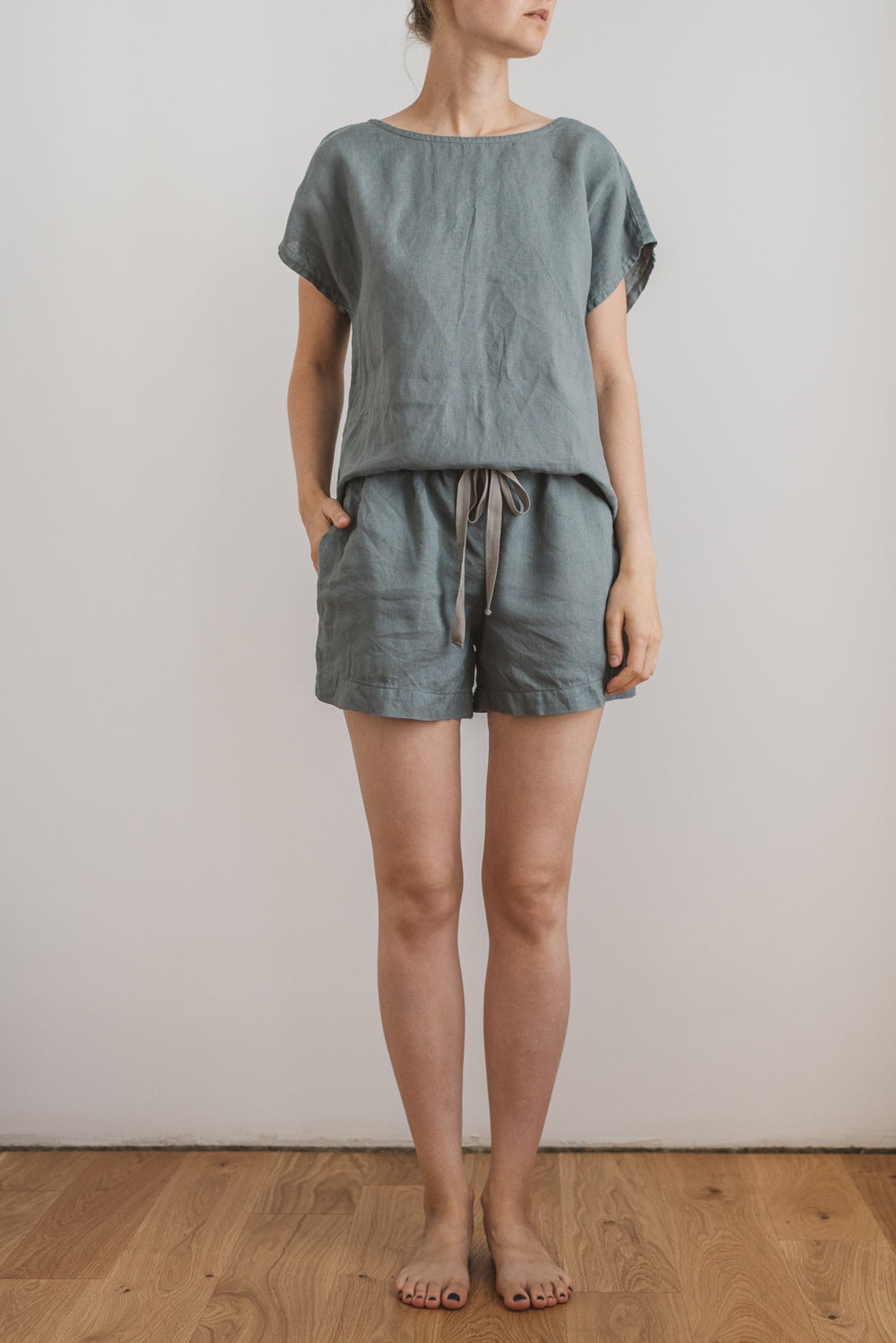 Women's Linen Sleepwear - Linen Pajama Set - Sleepwear Set - Linen ...