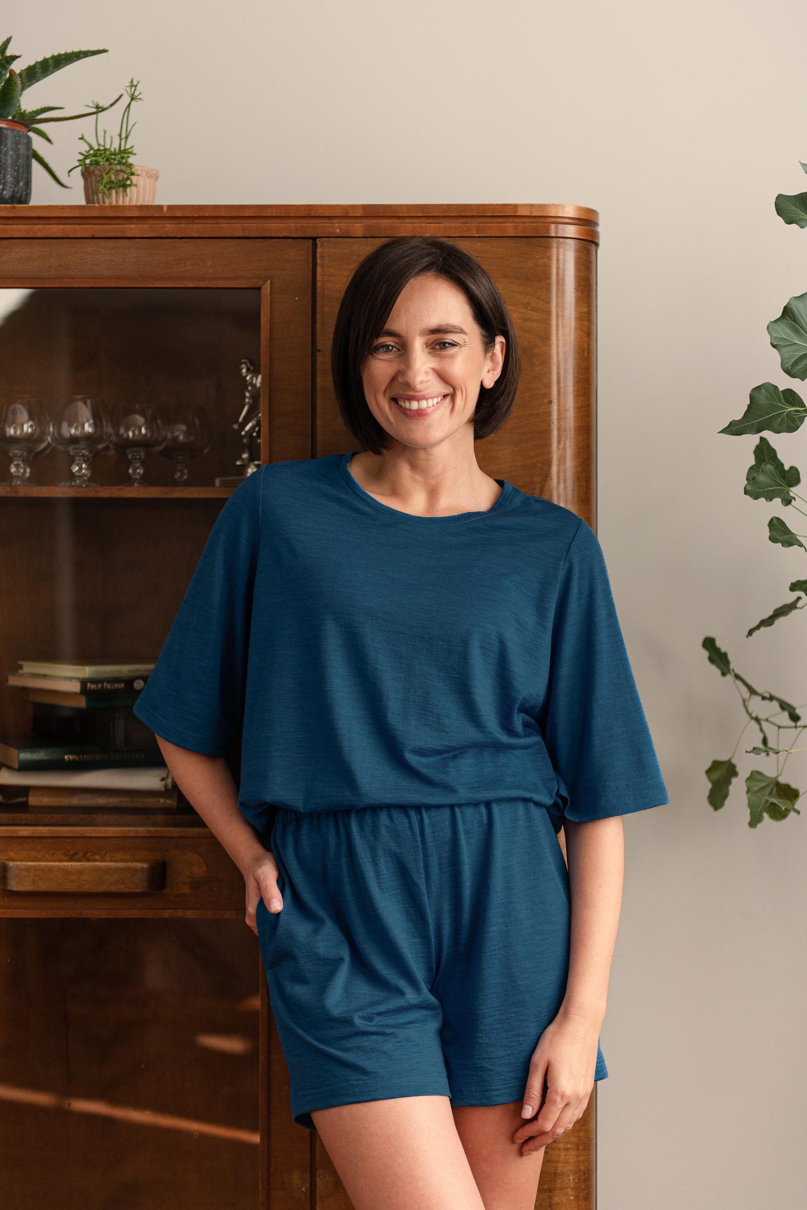 Merino Wool Pajamas for Women - Wool Pyjamas - Short Pajama Set - Blue ...