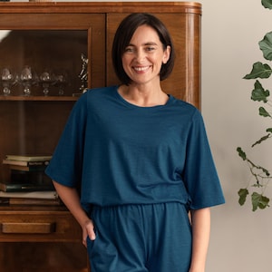 Merino Wool Pajamas for Women - Wool Pyjamas - Short Pajama Set - Blue ...